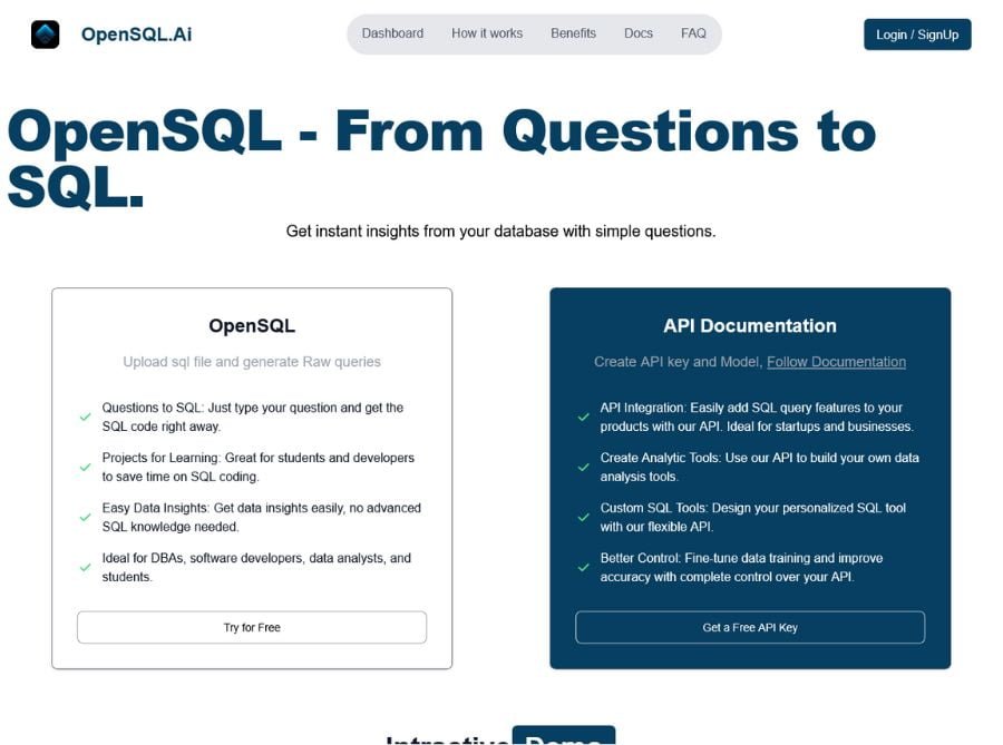 OpenSQL.ai – AI-Powered Natural Language SQL Generator